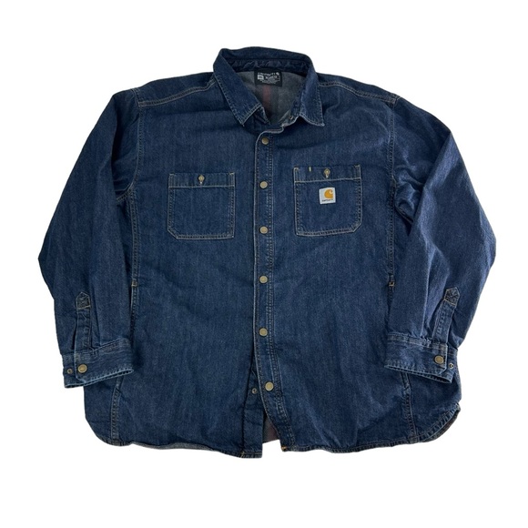 Carhartt | Jackets & Coats | Carhartt Jacket Mens 2xl Blue Denim Blanket Lined Chore Coat Barn ...